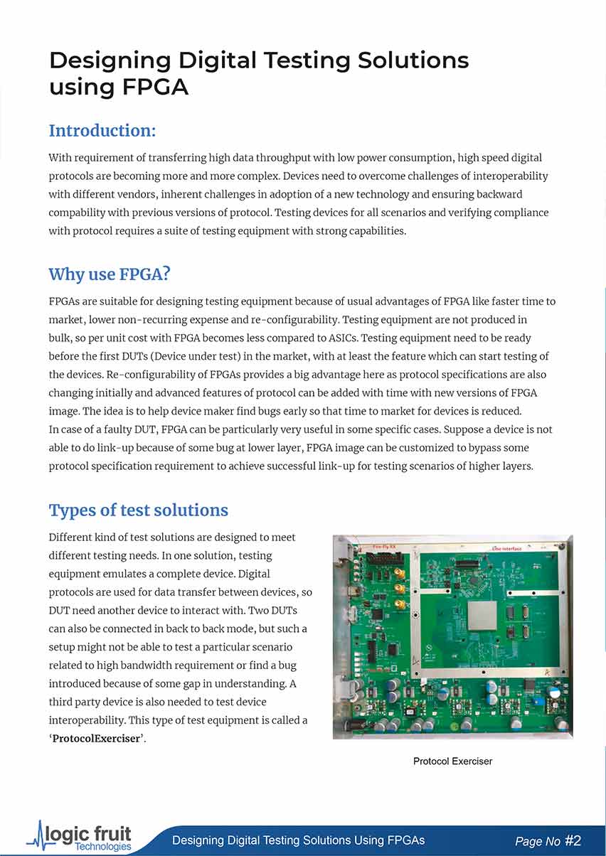 Designing Digital Testing Solutions using FPGA